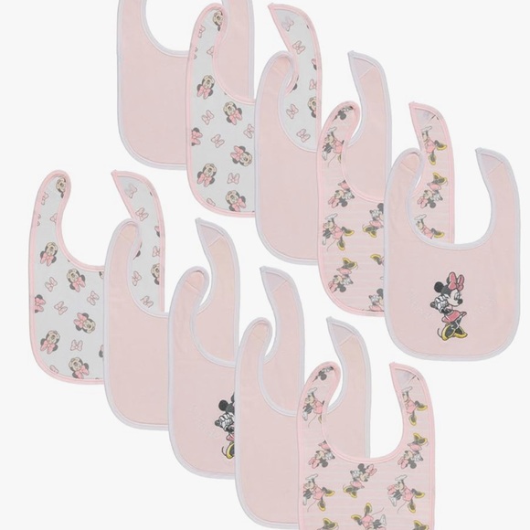 Disney | Accessories | Disney Minnie Mouse Pink Baby Bib Set New Lot Of ...